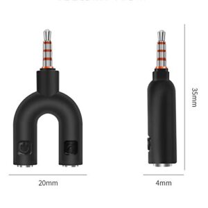 ZTGD Adapter, U-Shaped Portable 3.5mm Stereo Audio Headphone/Mic Splitter Adapter Compatible with Smartphone MP3 MP4 Player Black One Size