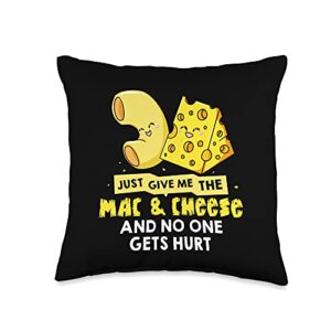 mac and cheese lover gifts mac and cheese gift macaroni cheesy noodle throw pillow, 16x16, multicolor