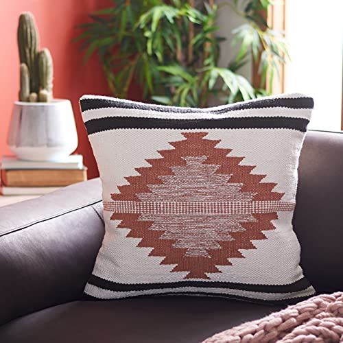 Safavieh Home Collection Saiko Tribal Southwestern Rust/Beige 20-inch Square Decorative Accent Throw Pillow (Insert Included) PLS4003A-2020