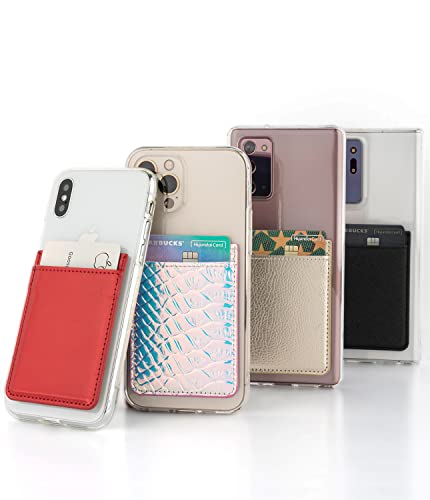 Goospery Phone Card Holder [4-Pack] Adhesive Stick On Wallet for Back of Phone Fashionable & Secure Sleeve Credit Cards/ID Card Slot Pocket Case Universal Fit for Most Smartphones