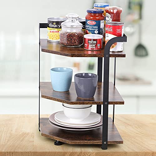 Counter Corner Shelf 3-Tier Kitchen Countertop Shelf Organizer, Industrial Organizer Racks and Storage Shelf for Living Room Office and Bathroom