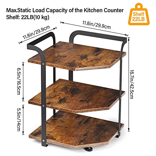 Counter Corner Shelf 3-Tier Kitchen Countertop Shelf Organizer, Industrial Organizer Racks and Storage Shelf for Living Room Office and Bathroom