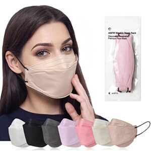 anfm kf94 3d face safety masks disposable for adults - comfortable and breathable 3-ply designs face mask set with premium 3 layers filter protection, elastic earloop [made in korea]