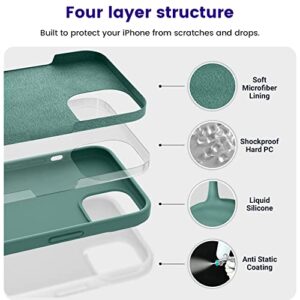 OTOFLY Designed for iPhone 13 Phone Case, Silicone Shockproof Slim Thin Phone Case for iPhone 13 6.1 inch Midnight Green