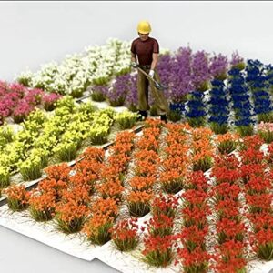 35 Pcs Static Grass Tuft Model Grass Tufts Railway Artificial Grass and 32 Pcs Bushy Tuft Flower Cluster Vegetation Groups for DIY Architecture Building Model Train Landscape Railroad Scenery (Set C)