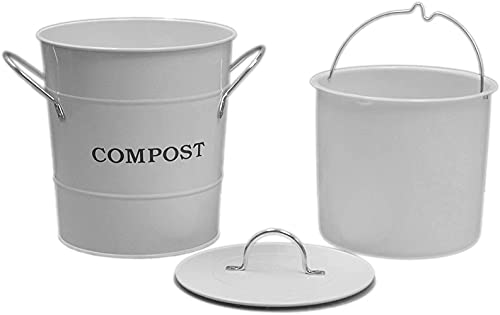 Exaco 2-in-1 Kitchen Countertop Compost Bin, 1 Gallon, White