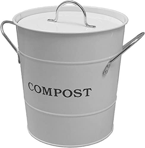 Exaco 2-in-1 Kitchen Countertop Compost Bin, 1 Gallon, White