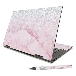 mighty skins skin compatible with hp envy x360 15" (2021) - girly marble dazzle | protective, durable, and unique vinyl decal wrap cover | easy to apply, remove, and change styles | made in the usa