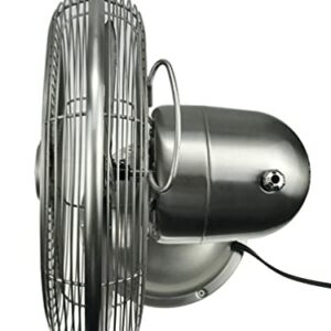 HUNTER 90400z All Metal Retro Table Fan - Powerful 3 Speeds and Smooth Oscillation, 12", Brushed Nickel