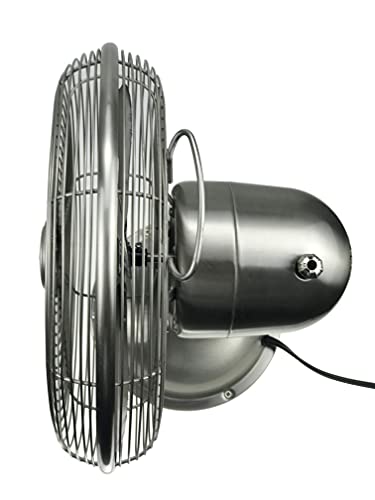 HUNTER 90400z All Metal Retro Table Fan - Powerful 3 Speeds and Smooth Oscillation, 12", Brushed Nickel