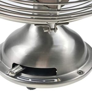 HUNTER 90400z All Metal Retro Table Fan - Powerful 3 Speeds and Smooth Oscillation, 12", Brushed Nickel