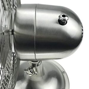 HUNTER 90400z All Metal Retro Table Fan - Powerful 3 Speeds and Smooth Oscillation, 12", Brushed Nickel