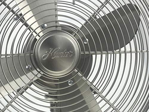 HUNTER 90400z All Metal Retro Table Fan - Powerful 3 Speeds and Smooth Oscillation, 12", Brushed Nickel