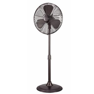 Hunter Adjustable 3 Speed Retro Pedestal Stand Floor Fan, 80 Degree Oscillation, 16", Onyx Copper