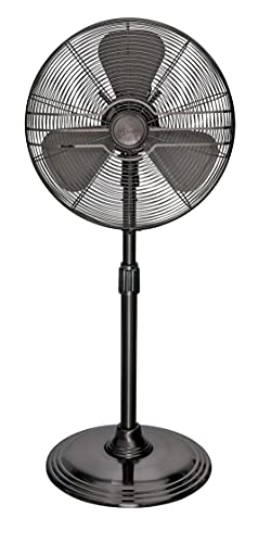 Hunter Adjustable 3 Speed Retro Pedestal Stand Floor Fan, 80 Degree Oscillation, 16", Onyx Copper