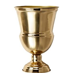 Serene Spaces Living Decorative Gold Vase Urn, Gold Vases for Centerpieces, Metal Vase Use for Home Decor, Wedding, Parties, Floral Arrangements, Measures 10.25" Tall & 7.25" Diameter