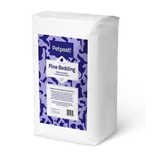 Petpost | Pine Bedding for Small Animals - 6 cu.ft. of Soft Wood Shavings for Rabbits, Guinea Pigs, & Hedgehog Habitats - Low Dust Cage Bedding for Pets - 2.3 cu.ft. Compressed Bag Expands to 6 cu.ft.