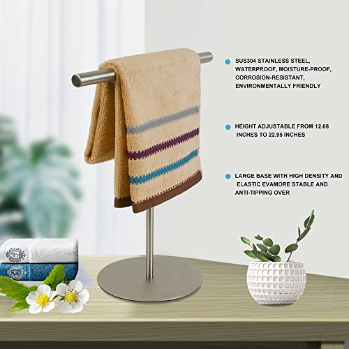 KURBAO Towel Rack T-Shape Hand Towel Stand for Bathroom, Kitchen or Vanity Towel Holder Stand, Hand Towel Holder Standing SUS 304 Stainless Steel Height-Adjustable