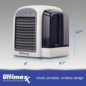 Ultimaxx 2 Pack - CORDLESS, Portable Mini Air Conditioner with 3 Speeds - Personal Air Conditioner Cooling Fan is Whisper-Quiet & Doubles as a Dehumidifier for Bedroom, Office/Desk, Camping & More