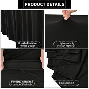 3 Pack Stretch Tablecloth Spandex Table Skirts for Rectangle Tables Washable Wrinkle Resistant Table Covers 6ft and Fitted Table Skirts for Tradeshows,Banquets or Restaurants,Parties,Events (Black)