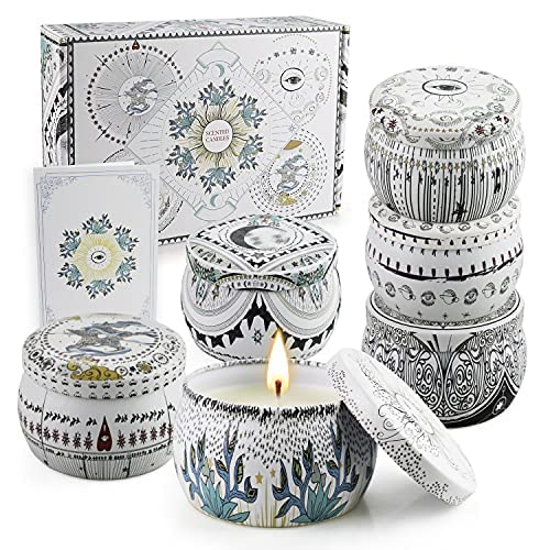 Scented Candles Gift Set, Natural Soy Wax, Stress Relief Gifts for Women, 6 Pack 5.65Oz Aromatherapy Candle, 150H Lasting Burn, Ideal Gifts for Birthday, Mother's Day, Thanksgiving