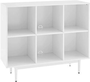 crosley furniture liam mid-century 6-cube bookcase, white