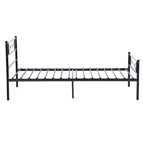 Platform Steel Bed Frame Twin Size Bed Mattress Foundation Support with Headboard and Footboard No Box Spring Need Metal Platform