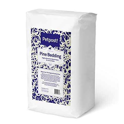 Petpost | Pine Bedding for Horses - 6 cu.ft. of Extra Absorbent and Soft Wood Shavings for Horse Stalls and Beds - Low Dust Equine Bedding - 2.3 cu.ft. Compressed Bag Expands to 6 cu.ft.