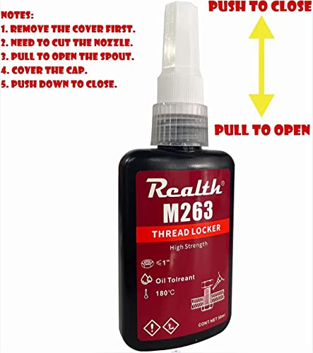 Realth Threadlocker M263 High Strength Strong Adhesive Primerless Oil Tolerant Thread Locker for Machinery Motor Engine Compressor Repairing Fixing (M263)