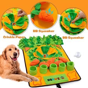 ZMUBB Pet Snuffle Mat for Dogs Sniff Mat Nosework Feeding Mat Slow Feeder Interactive Dog Puzzle Toys for Training and Stress Relief Encourages Natural Foraging Skills (31''x19'')