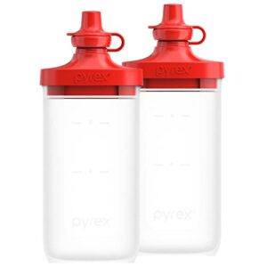 pyrex platinum silicone food grade reusable pouch with easy pour spout for kids and babies, bundle 2-pack, eco-friendly, freezer, dishwasher, and microwave safe