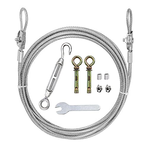 MHY 32Ft Clotheslines,Outdoors 304 Stainless Steel Clothes Line,Heavy Duty Cable Wire Rope String with Retractable System，Windproof Clothes Rope for Outdoor/Indoor/Home/Drying/Curtain Hanging