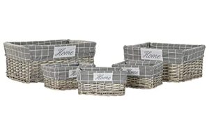 basket set of wicker and polyester grey 48 x 38 x 22 cm (reference: dc-179930)