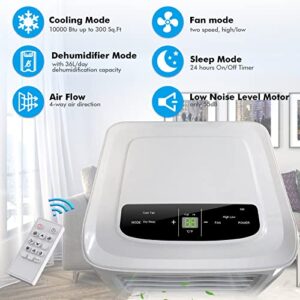 Global Air 10,000 BTU Portable Air Conditioners - Portable AC with Dehumidifier, Fan Mode, Remote Control & Window Kit Included - Ideal for Home, Office, Apartment & Small Rooms up to 300 Sq.Ft.