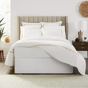 Standard Textile Circa Bed Wrap, Modern Bed Skirt Alternative with Bamboo Core, White, Queen