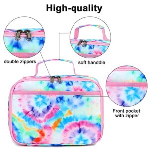 Kids Lunch Box for School Girls Boys Insulated Lunch Bags Reusable Lunch Cooler Tote for Women Work Travel Pinic (Tie-Dye Blue)