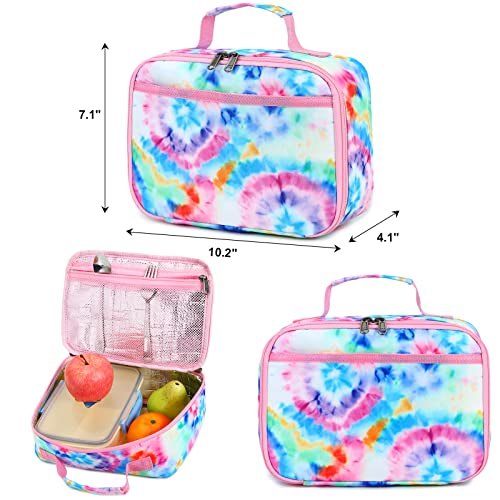 Kids Lunch Box for School Girls Boys Insulated Lunch Bags Reusable Lunch Cooler Tote for Women Work Travel Pinic (Tie-Dye Blue)