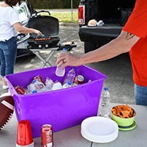 SIMPLYKLEEN 14.5-gal. (58-qt.) Plastic Storage Containers with Lid, Fan-Tastic Storage Bins Purple/Gold (Pack of 4)