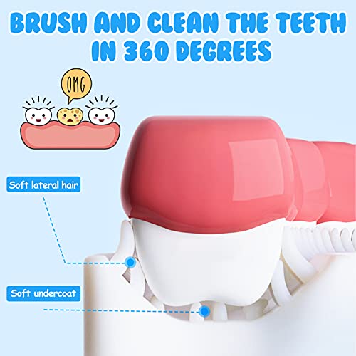 Mimorou 6 Pieces Kids U Shaped Toothbrush Soft Silicone Brush Head Toothbrush Whole Mouth Teeth Cleaning Design Toothbrush for Kids 2-12 Years Old (Pink) (Blue)