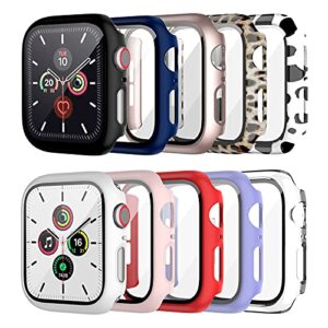 10 pack case for apple watch series 3/2/1 38mm with tempered glass screen protector, bharvest high definition scratch resistant hard pc bumper cover for apple watch accessories (10 colors, 38mm)