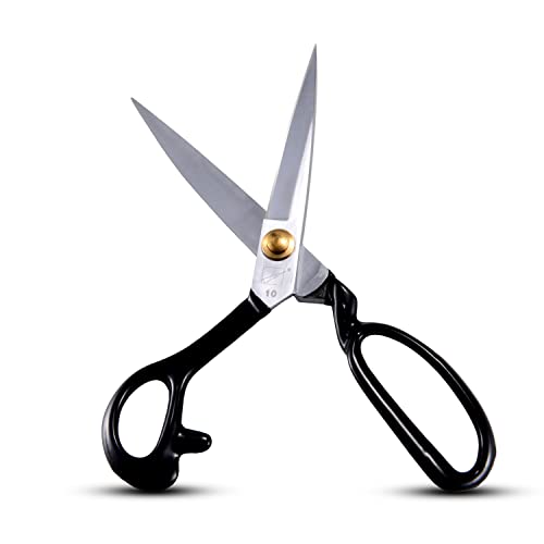 Left-Handed Sewing Fabric Scissors, 10 Inch Dressmaking Tailor's Shears-Electroplated Finishing High Carbon Steel Scissors for Crafting, Tailoring, Leather-Cutting(Thread Cutter INCL)