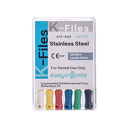 Easyinsmile Dental Endo Hand Use K-Files 25MM Endodontic Stainless Steel Files (15-40#)