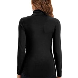 Black Turtleneck for Women Long Sleeve Tops for Women Fitted Turtleneck Sweater Scrub Undershirts for Women Medium