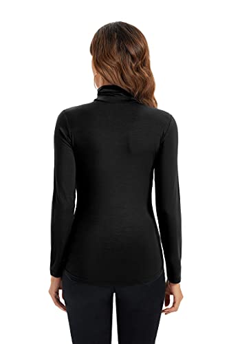 Black Turtleneck for Women Long Sleeve Tops for Women Fitted Turtleneck Sweater Scrub Undershirts for Women Medium