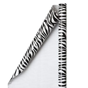 JAM Paper Gift Wrap - Zebra Print Wrapping Paper - 50 Sq Ft Total - Black & White Safari Stripes - 2 Rolls/Pack