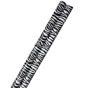 JAM Paper Gift Wrap - Zebra Print Wrapping Paper - 50 Sq Ft Total - Black & White Safari Stripes - 2 Rolls/Pack