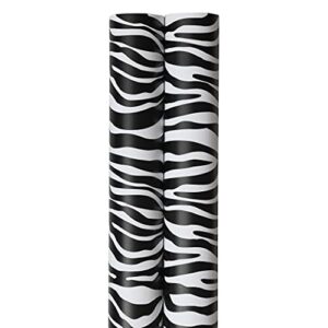 JAM Paper Gift Wrap - Zebra Print Wrapping Paper - 50 Sq Ft Total - Black & White Safari Stripes - 2 Rolls/Pack