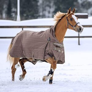 HORZE Avalanche 1200D Lightweight Turnout Blanket with Fleece Lining | Waterproof Horse Rain Sheet - Chocolate Chip Brown/Dark Brown - 72 in