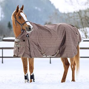 HORZE Avalanche 1200D Lightweight Turnout Blanket with Fleece Lining | Waterproof Horse Rain Sheet - Chocolate Chip Brown/Dark Brown - 72 in