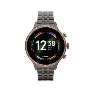 fossil women's gen 6 42mm stainless steel touchscreen smart watch, color: rose gold, gunmetal (model: ftw6078v)